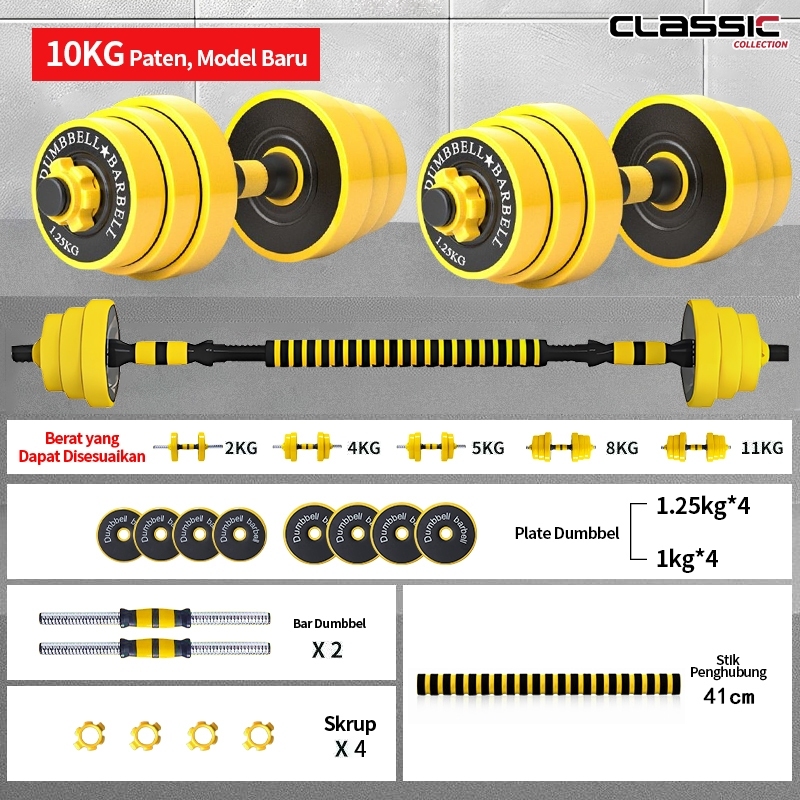 Jual 【Spot】dumbbell 10 KG barbell set peralatan fitness gym dumbbell barbell 2 in 1 | Shopee ...