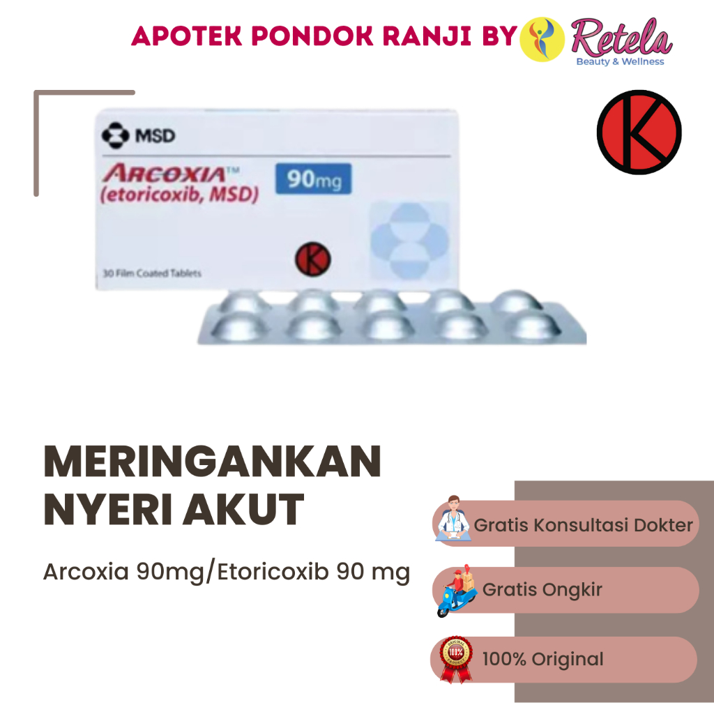 Jual Arcoxia 90mg 1 Strip 10 Tablet/ Pereda Nyeri/ Sakit Gigi/ Etoricoxib | Shopee Indonesia