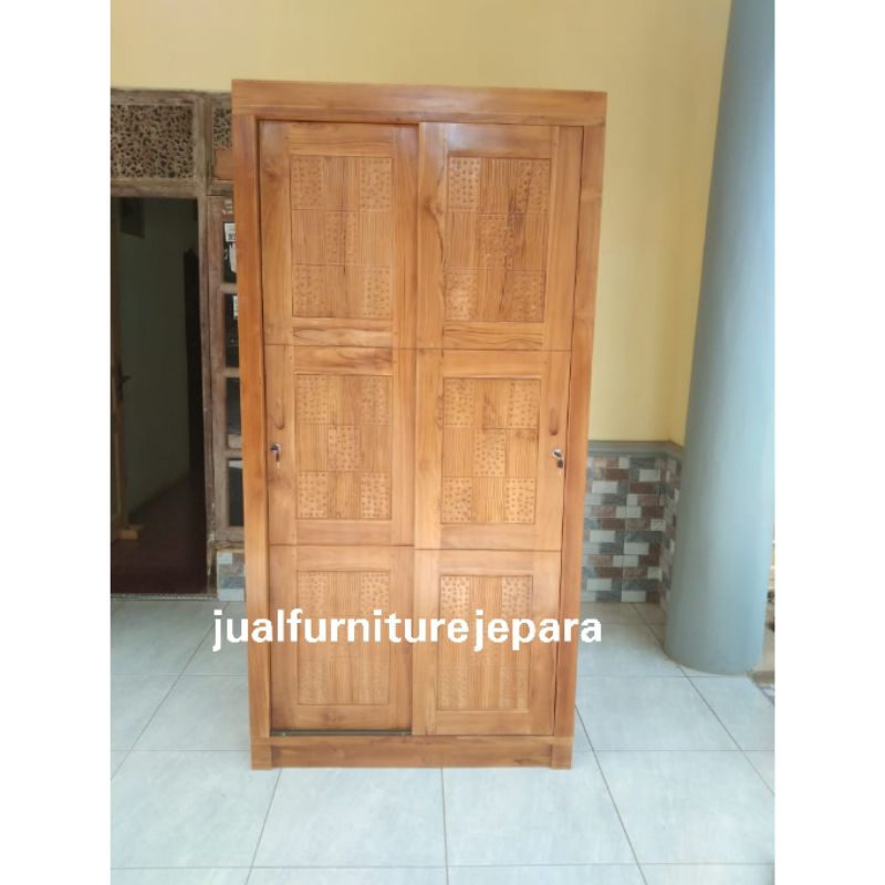 Jual lemari pakaian 2 pintu minimalis kayu jati, almari pakaian 2 pintu minimalis kayu jati ...