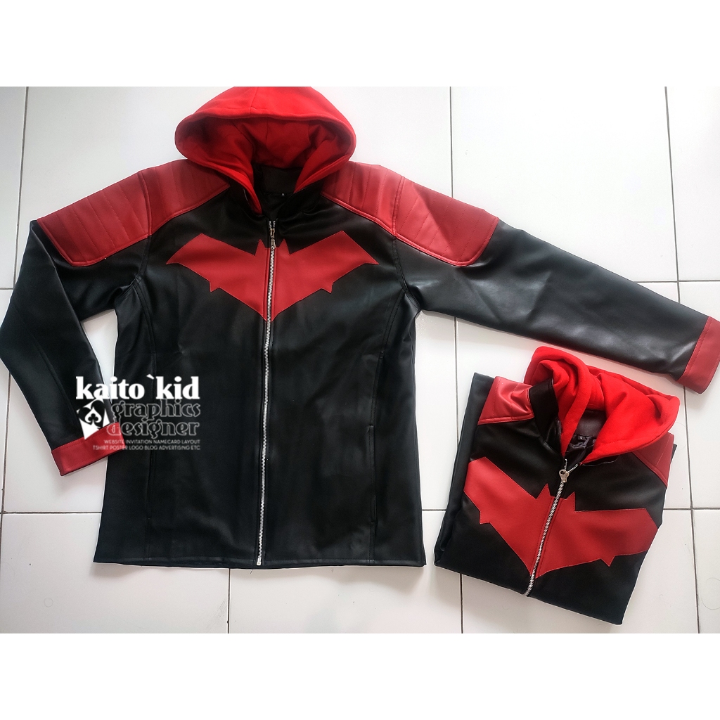 Jual Jaket RED HOOD HITAM MERAH Jacket Leather jaket kulit bisa custom ...