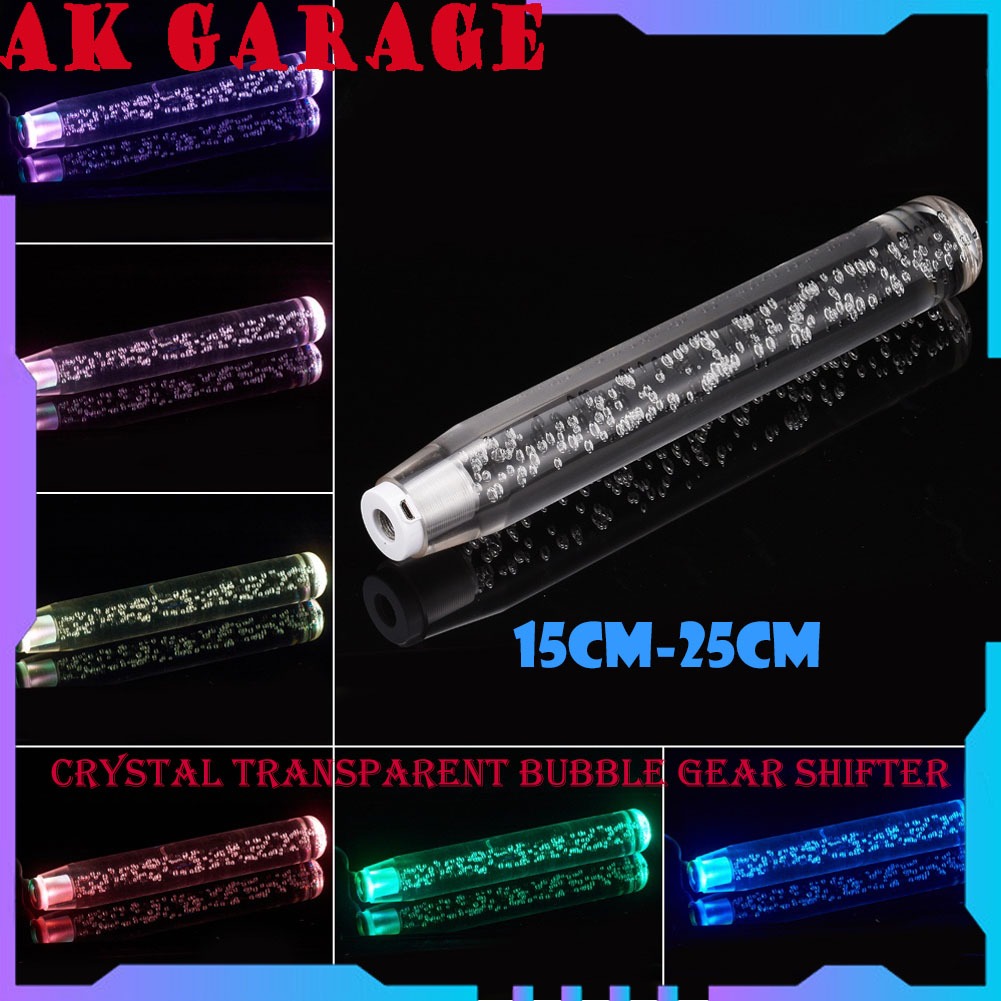 Jual Car LED Light RGB Shift Knob Stick Crystal Transparent Bubble Gear ...