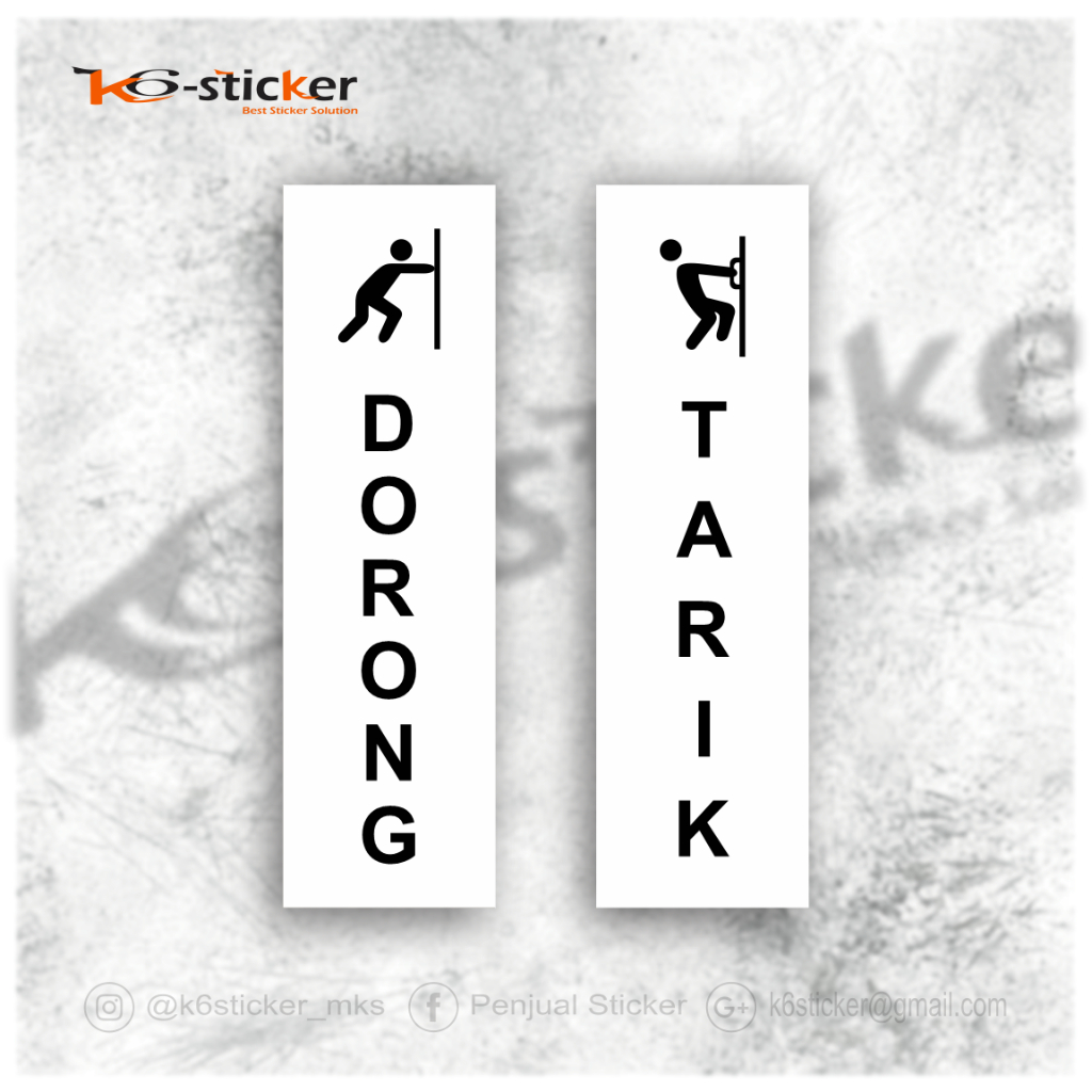 Jual Sticker Label Sign Marka Stiker Pintu Tarik Dorong Push Pull PUTIH ...