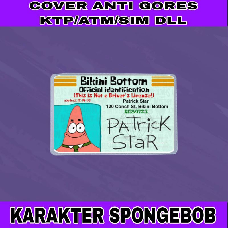 Jual Plastik pelindung ktp atm spongebob driver license bikini bottom ...