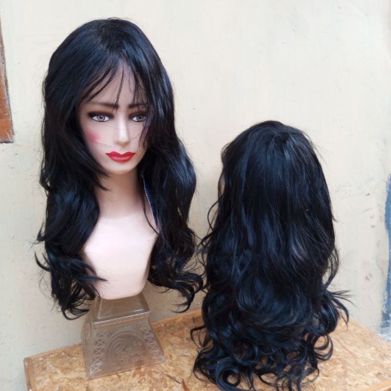 Jual Wig Cosplay hitam ikal gelombang 50 cm merk Anna korea seperti ...