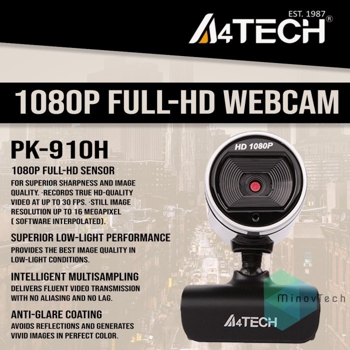 Jual A4Tech PK-910H Full-HD 1080p WEBCAM USB Kamera + Mic | Shopee ...