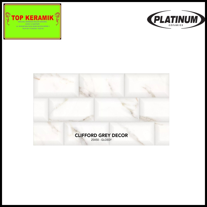 Jual Keramik Platinum 25x50 Clifford Grey Embossed | Shopee Indonesia