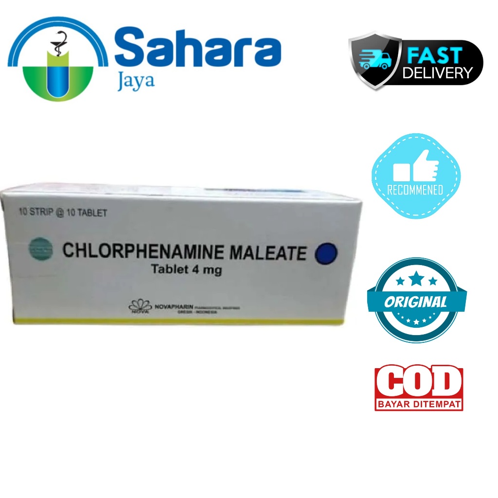 Jual [SJ] CHLORPHENAMINE MALEATE (4 MG) TABLET PER BOX ISI 10 STRIP / CTM NOVA / CHLORPHENAMINE ...