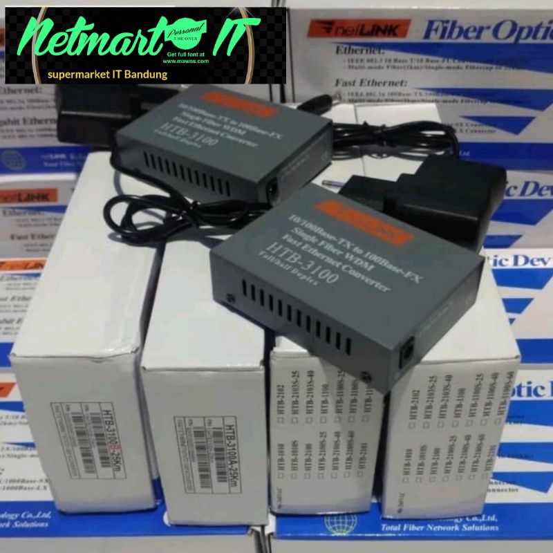 Jual NETLINK HTB-3100 AB sepasang Fiber optic MEDIA CONVERTER LAN RJ45 ...