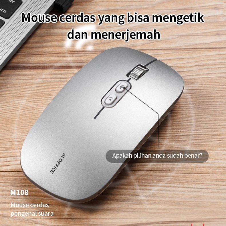 Jual Mouse AI Cerdas Pengenal Suara-M108 Rechargeable dengan Receiver ...