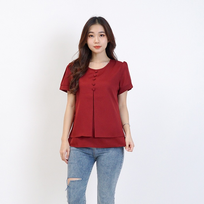 Jual Atasan Wanita blouse Polos Lengan Pendek 053 Mrs2 | Shopee Indonesia