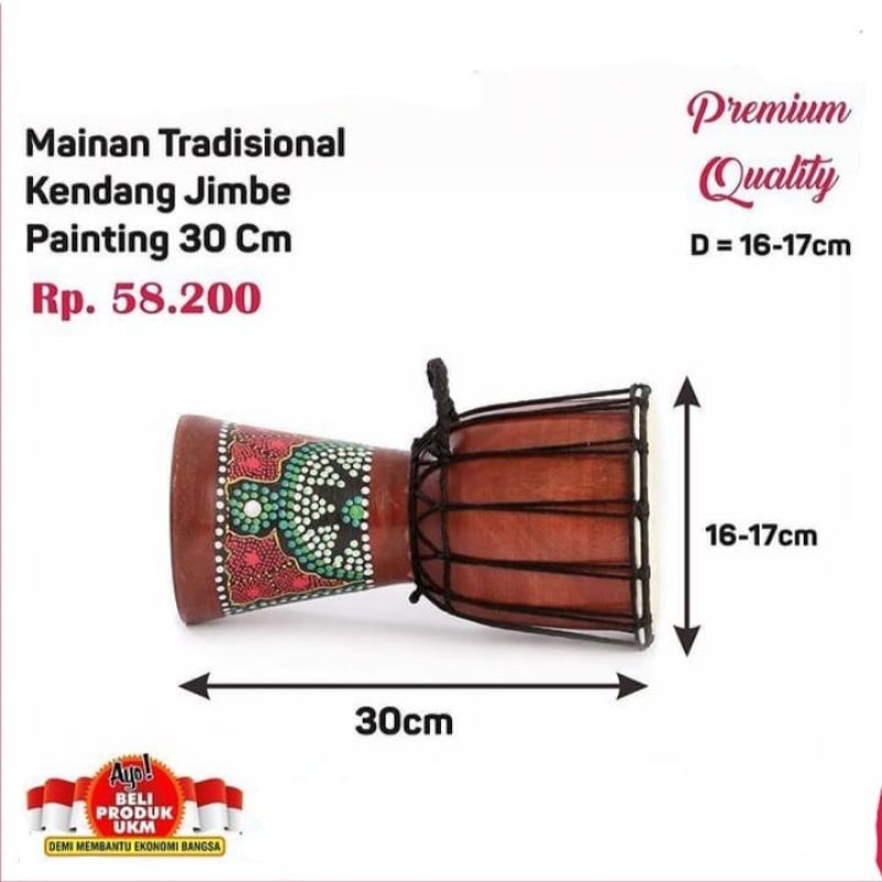 Jual Gendang Jimbe Mini Mainan Musik Anak Bahan Kayu Kendang Kulit Asli ...