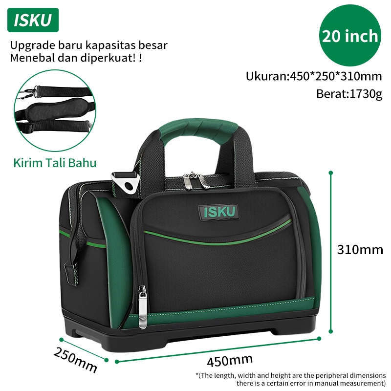 Jual ISKU Tool Bag Besar 20 inch 1680D Kain Oxford Tas Perkakas Anti ...