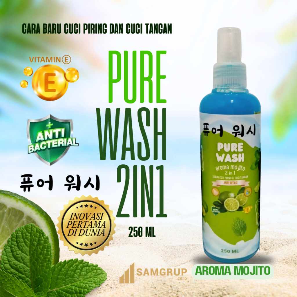 Jual Sabun Cuci Tangan Dan Cuci Peralatan Makan Spray Pure Wash 2in1 ...