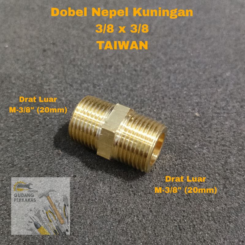 Jual Dobel Nepel 3/8x3/8 TAIWAN - Double Nepel Drat Luar 3/8 Kuningan ...