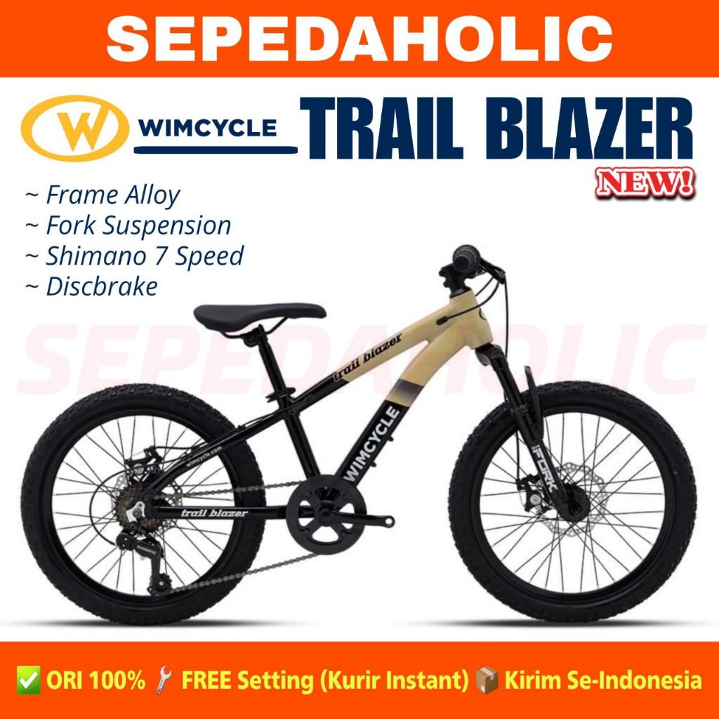 Jual Sepeda Gunung Anak MTB WIMCYCLE TRAIL BLAZER Ukuran 20 24 Inch ...