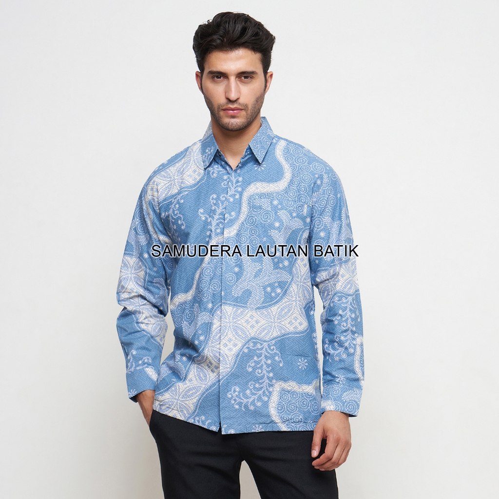 Jual Kemeja Batik Pria Couple Ayah Anak Warna Baby Blue,Batik Pria ...
