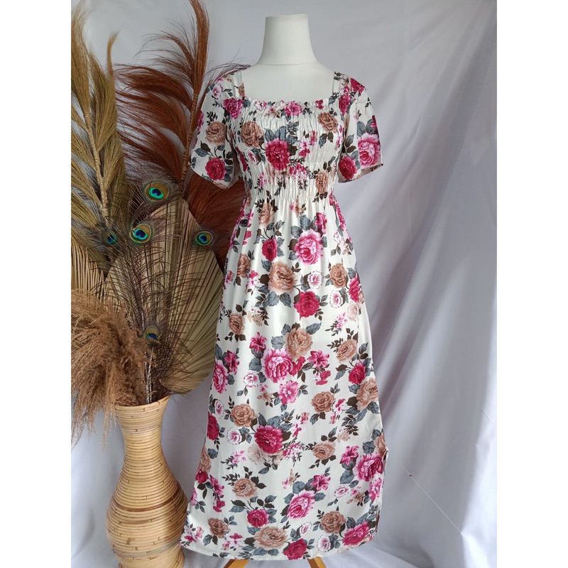 Jual Daster kerut panjang daster vanessa dress panjang bahan rayon LD ...