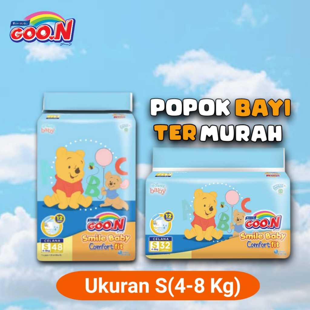 Jual GOON S32 | S48 Comfort Fit Smile Baby Popok Celana Sekali Pakai Berat Badan 4-8 Kg | Shopee ...
