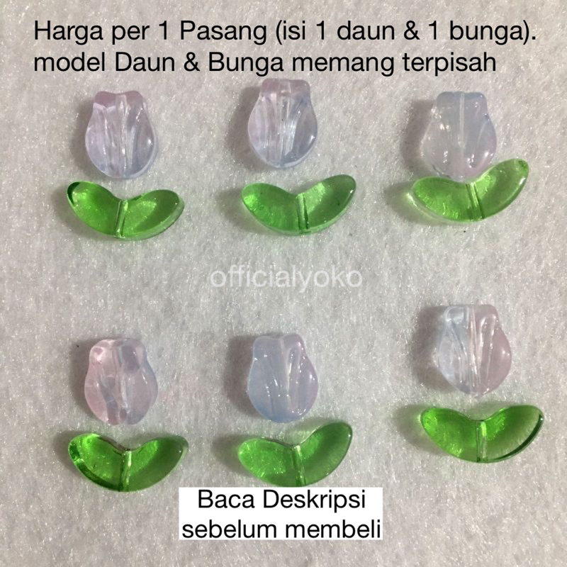 Jual Manik Bunga Tulip (1 pasang isi 1 daun & 1 bunga) | Shopee Indonesia