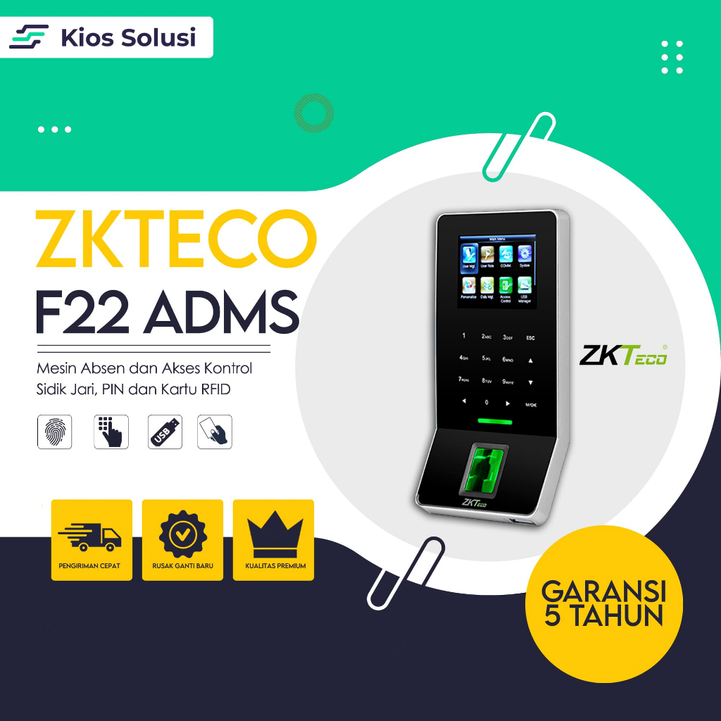 Jual Mesin Absensi dan Akses Kontrol Sidik Jari | Kartu RFID | ZKTECO F22 | Shopee Indonesia