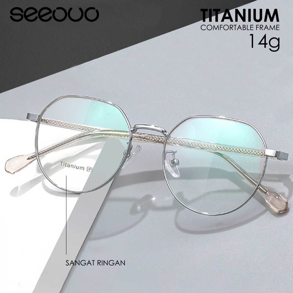 Jual Seeouo Frame Kacamata Model Bulat Geometric Bahan Titanium Ringan Kokoh Pria Wanita Bisa ...