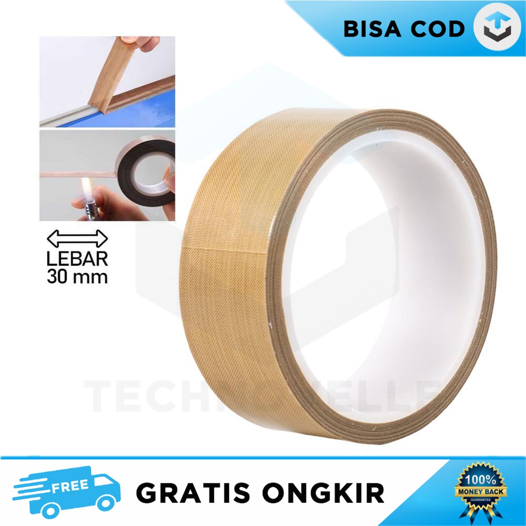 Jual LAKBAN TAHAN PANAS PTFE TAPE TEFLON HEAT HIGH TEMPERATURE 10M 30MM ...