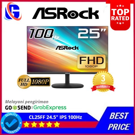 Jual Monitor LED ASRock CL25FF 24.5" IPS 100Hz 1ms VGA HDMI FreeSync ...
