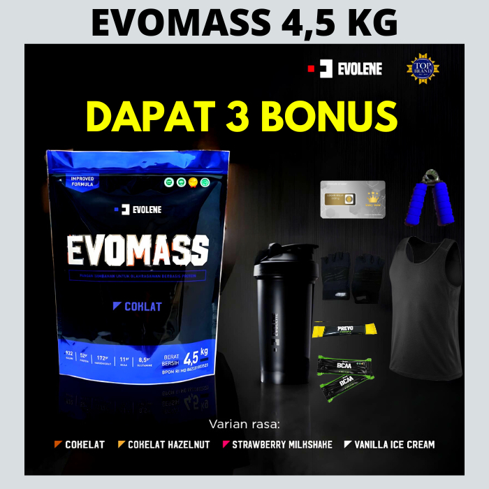 Jual EVOMASS 10 LBS 4,5 KG MASS GAINER EVOMASS 10 LBS EVOLENE BPOM HALAL MASS GAINER | Shopee ...