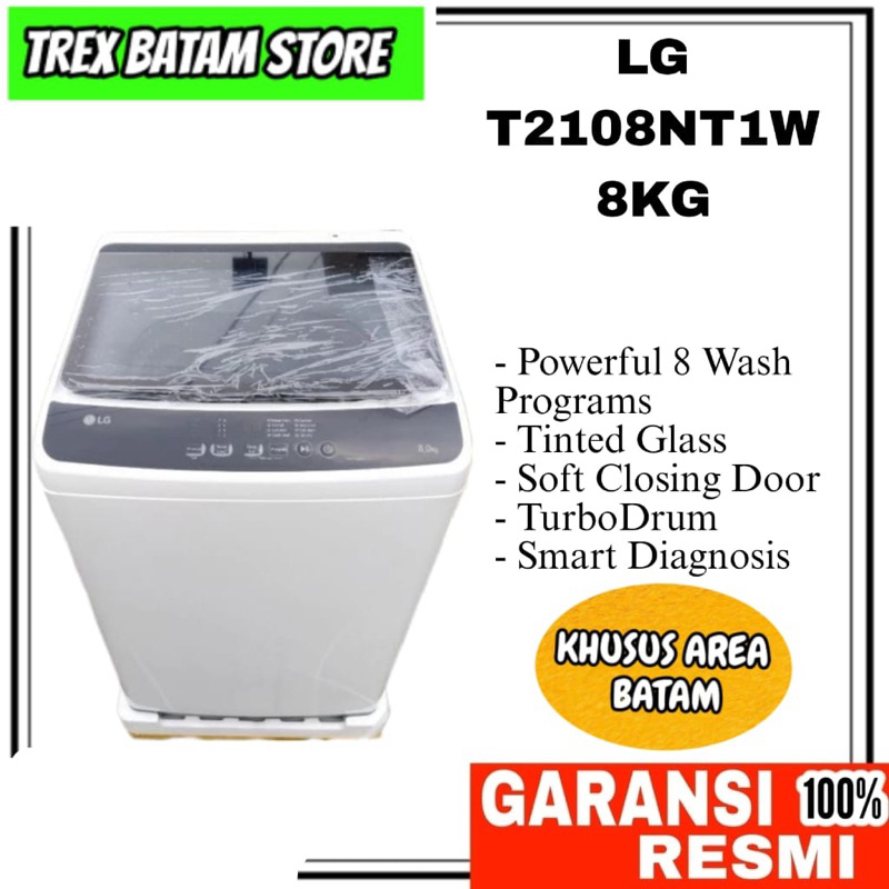 Jual LG TOP LOADING T2108NT1W 8KG 1 TABUNG AUTOMATIC GARANSI [ BATAM ...