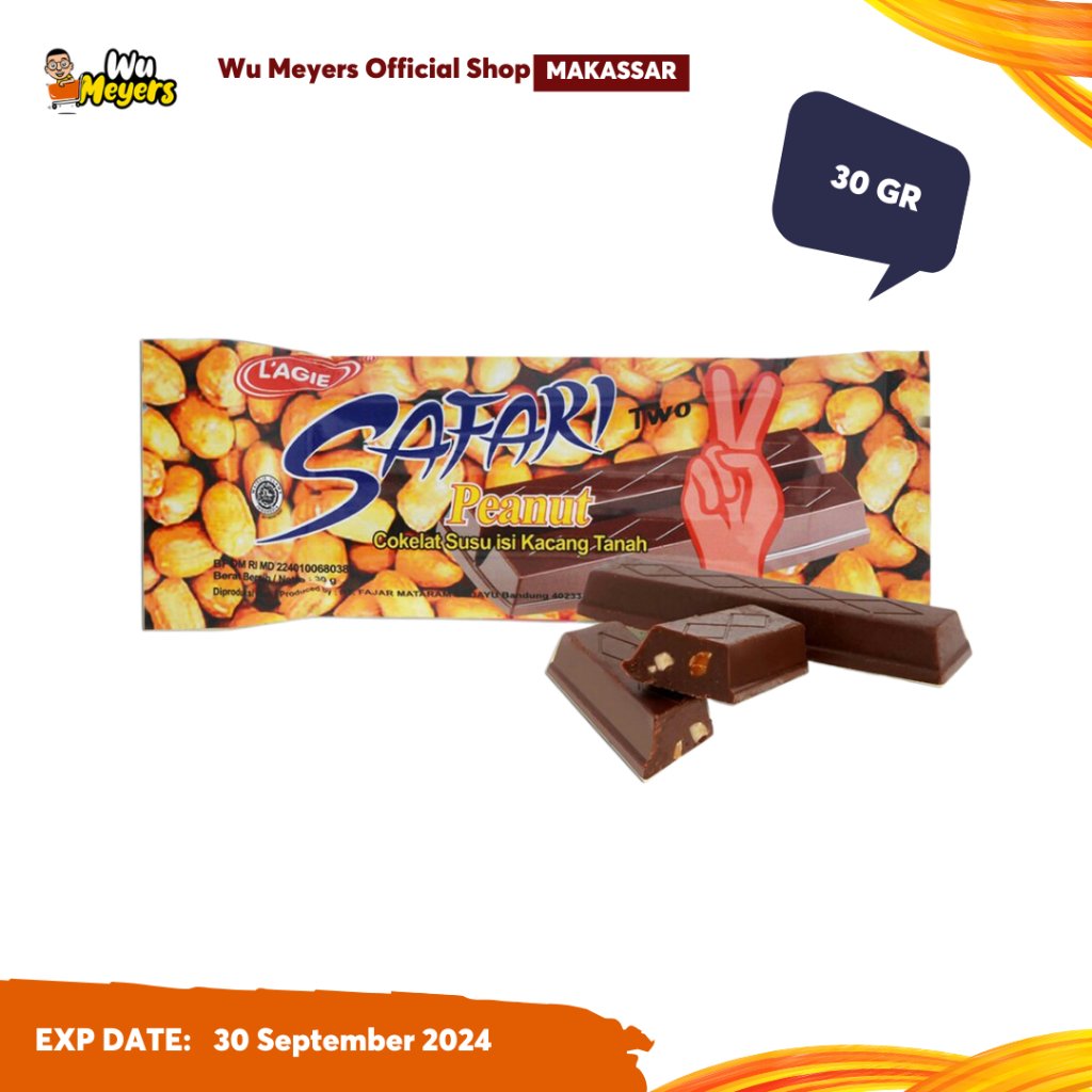 Jual L'Agie Safari Two Peanut Coklat Susu Isi Kacang Tanah 30g (1 box ...