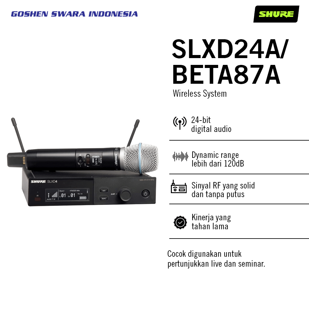 Jual SHURE SLXD24/B87A Wireless Microphone System - Beta87A Handheld Transmitter | Shopee Indonesia