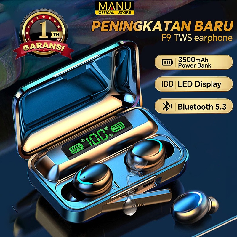 Jual 【Peningkatan Baru】TWS F9-5/M10 Headset Bluetooth 5.3 LED Smart Display with 3500 mAh ...