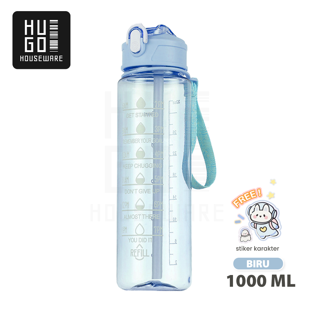 Jual HUGO Botol Minum 1 Liter Bening Botol Air Anak Sedotan Anti Bocor Premium BPA FREE | Shopee ...