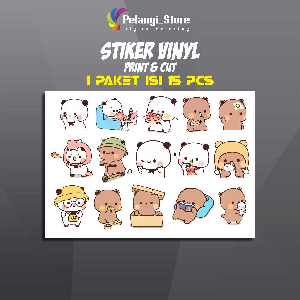 Jual Sticker Print cutt isi 15 pcs stiker vinyl brown sugar sticker ...