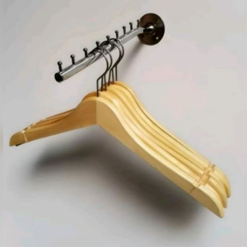 Jual (50 pcs)HANGER KAYU NATURAL PREMIUM | Shopee Indonesia