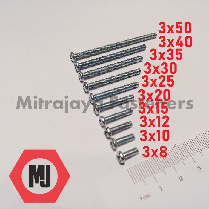 Jual [100 PCS] Baut JP M3x30 Obeng + | Shopee Indonesia