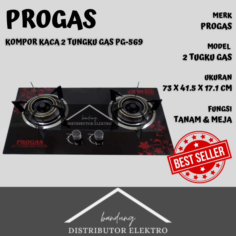 Jual KOMPOR PROGAS 2 TUNGKU KACA GAS PG569 | Shopee Indonesia