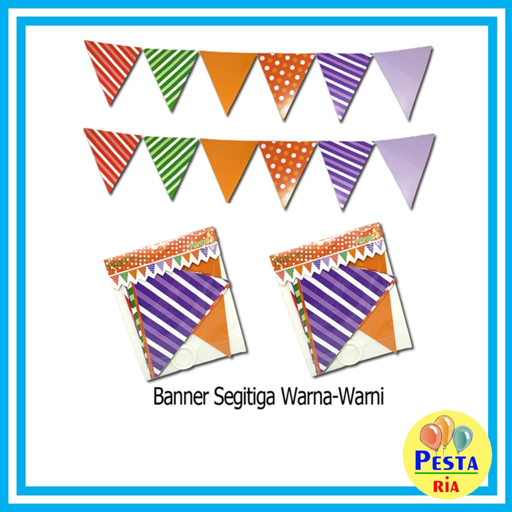 Jual Murah!! (1 Set) Banner Segitiga Warna-warni, banner ultah, bunting ...