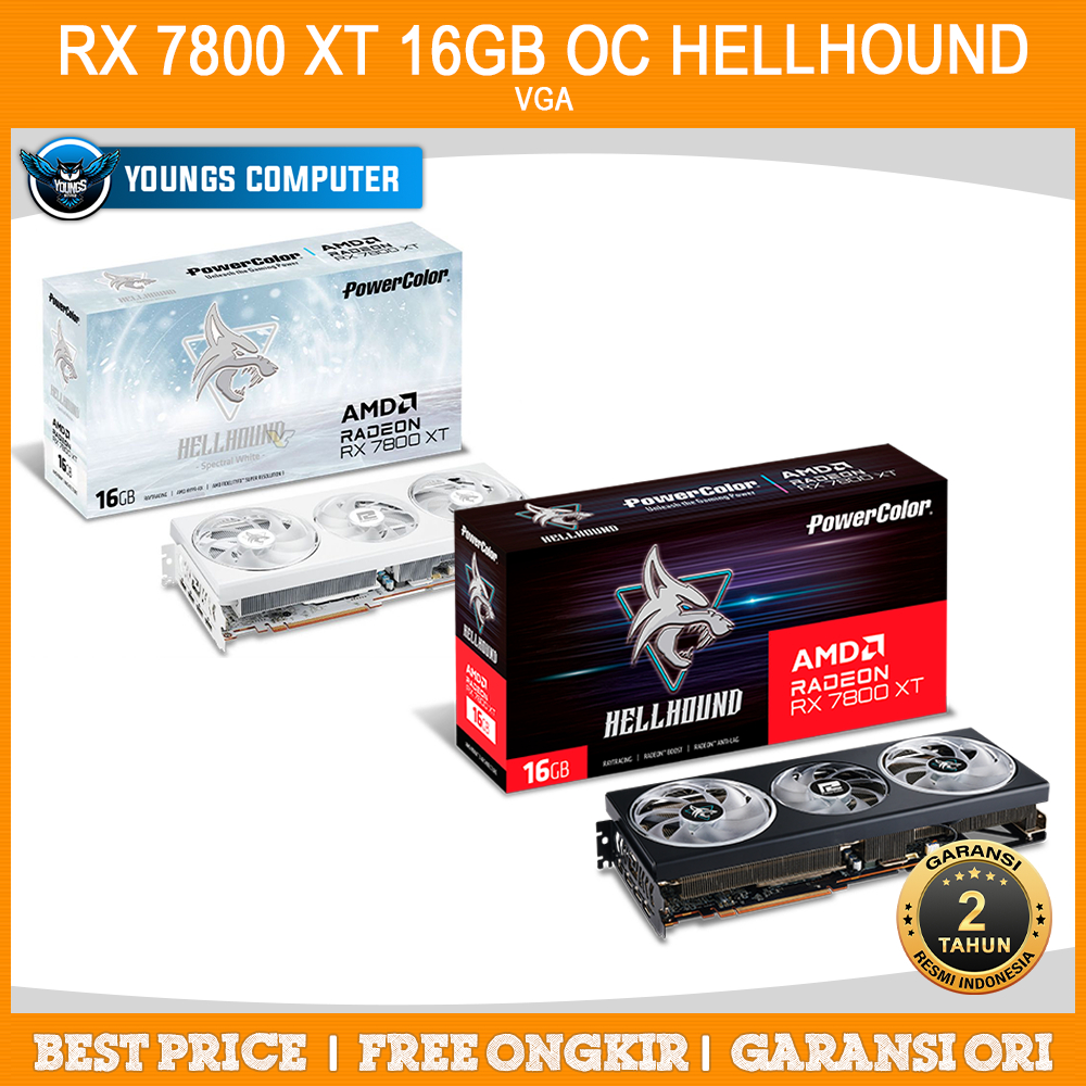 Jual VGA POWERCOLOR RX 7800 XT 16GB D6 OC HELLHOUND WHITE | RX 7800XT ...