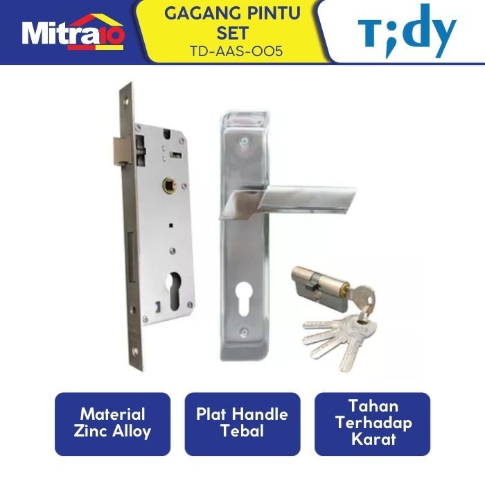 Jual Tidy Handle Gagang Pintu + Badan Kunci Stainless TD-AAS-005 (Set) | Shopee Indonesia