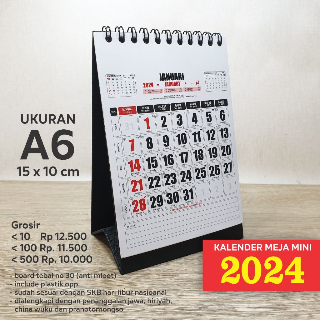 Jual Kalender Meja 2024 Mini 39, ukuran A6 10x15cm, kalender meja ...