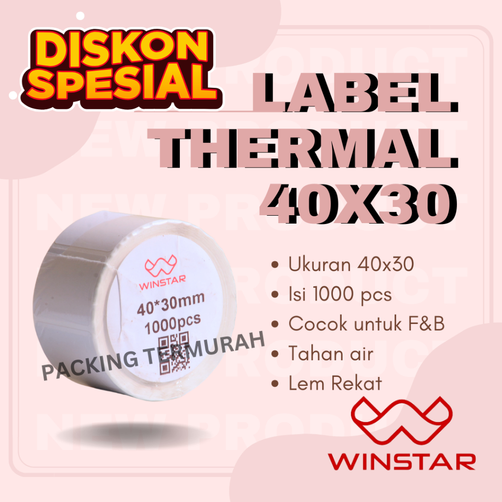 Jual Label Thermal 40x30 mm 1 Line isi 1000 pcs Stiker Barcode 40x30 ...