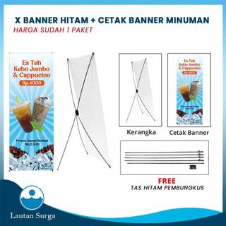 Jual (PAKET Cetak Standing X Banner Hitam) Cetak Stand Banner Spanduk ...