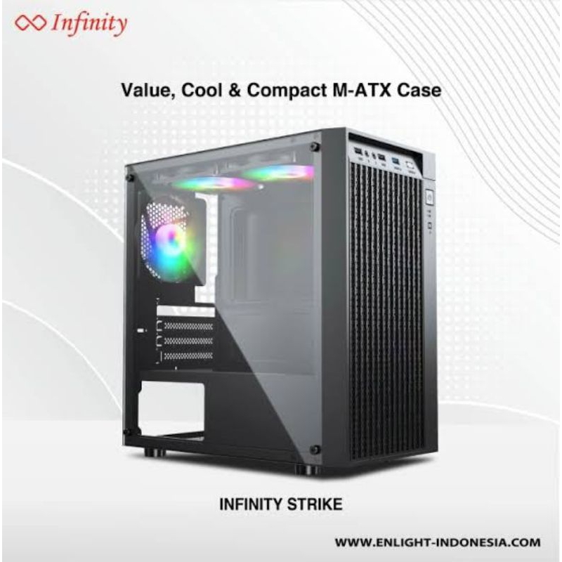 Jual CASING GAMING INFINITY STRIKE INCLUDE 3X FAN RGB TEMPERED GLASS M ...