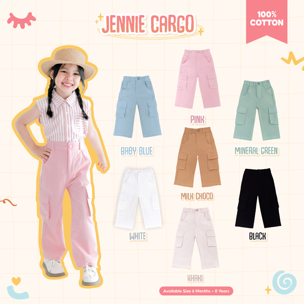 Jual Little Me - Celana Cargo Anak Perempuan Jennie Usia 6 bulan - 8 ...