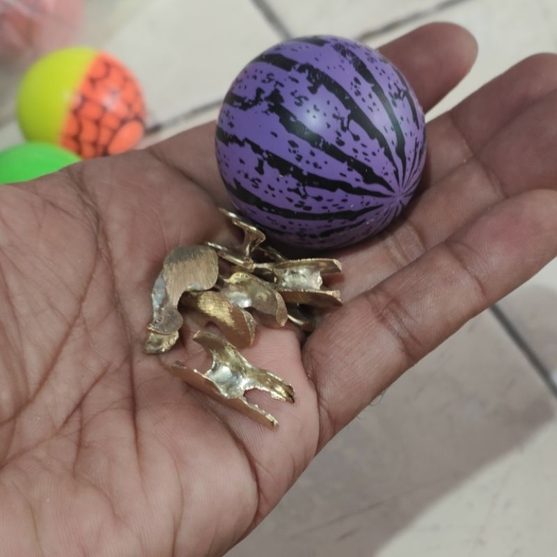 Jual 6 pcs biji bekel pit emas +bola ukuran besar bola bekel set ...