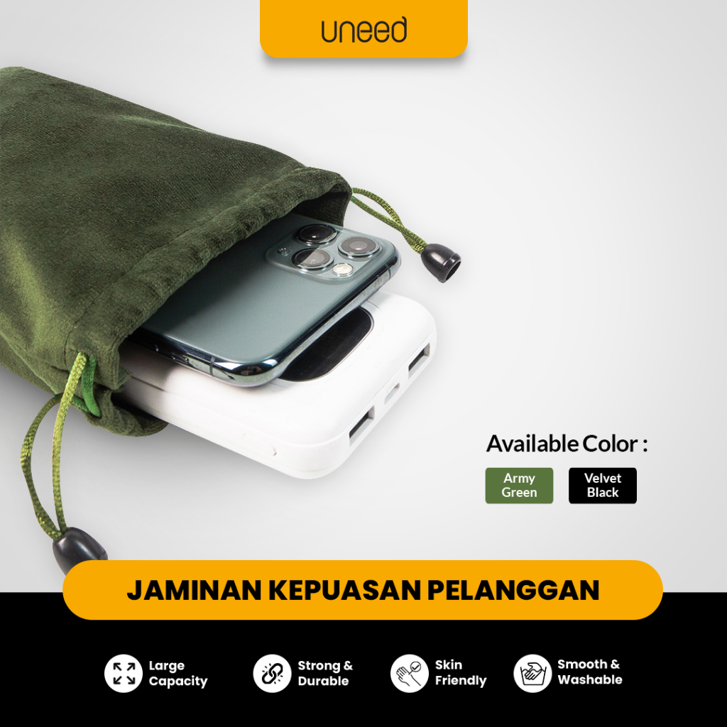Jual Uneed Universal Drawstring Pouch Tas Serut Powerbank Hp Dll ...