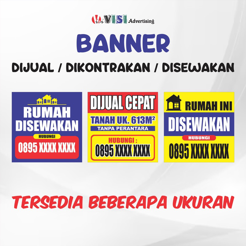 Jual BANNER DIJUAL DISEWAKAN DIKONTRAKKAN RUMAH/TANAH/RUKO MURAH ...