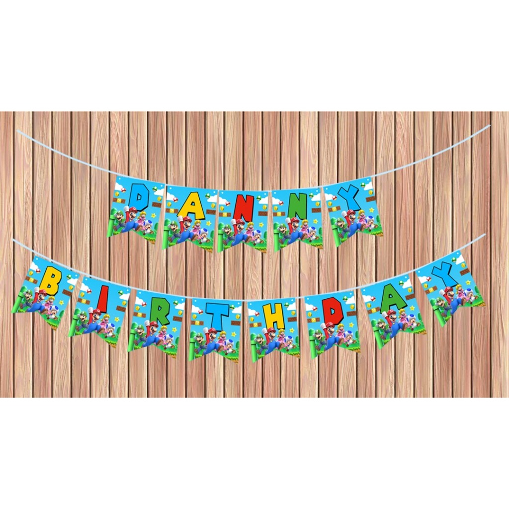 Jual Super Mario Bros - Flag Bunting Birthday / Bendera Banner Hiasan ...