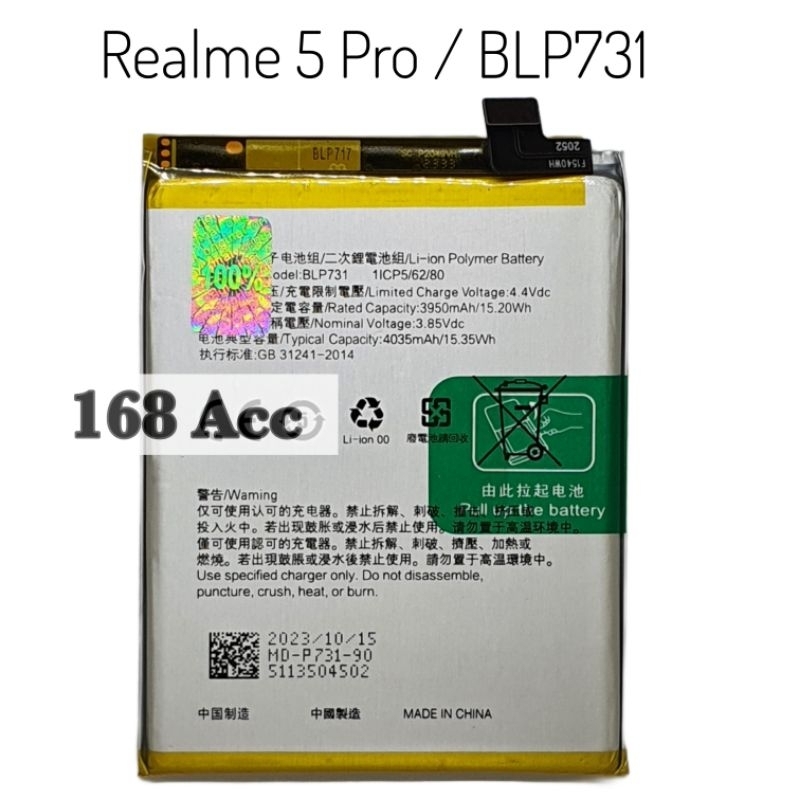 Jual Baterai Batre Original Realme 5 Pro BLP731 Battery Batrai | Shopee ...